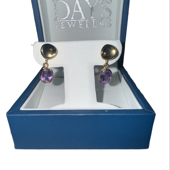 Jewelry | Days Jewlers Amethyst Gold Drop Earrings Nib | Poshmark